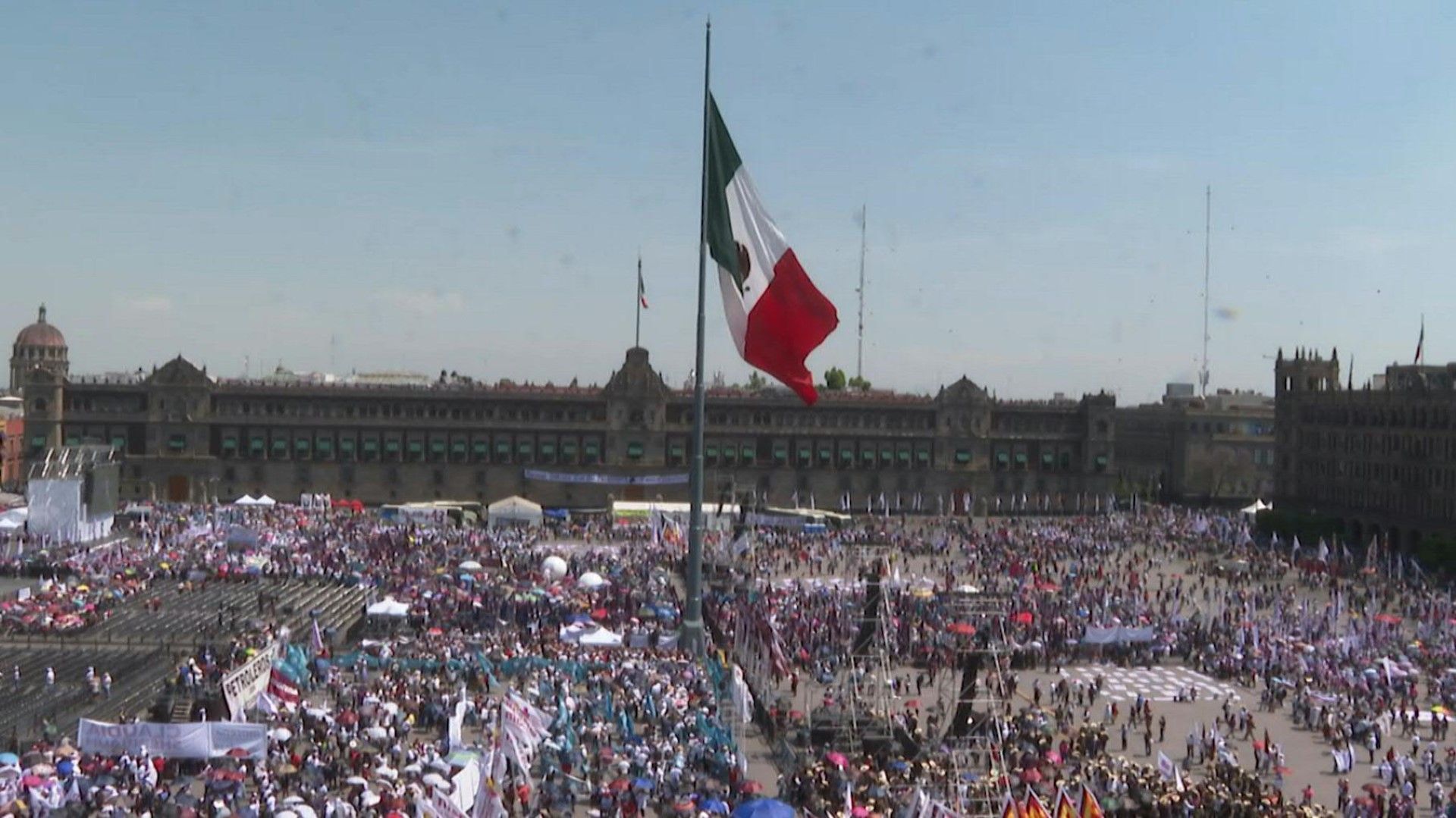 Supporters attend Sheinbaum’s election campaign kickoff rally in Mexico ...
