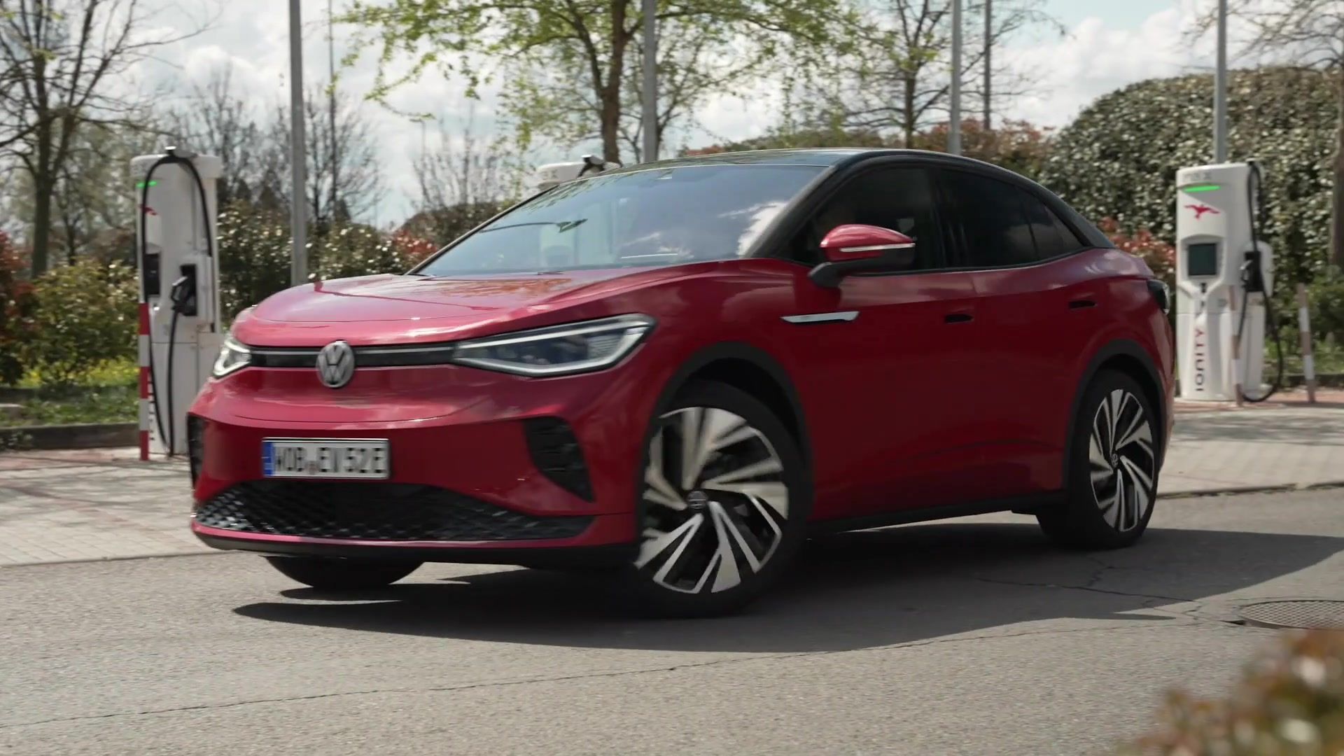 The new Volkswagen ID.5 GTX in Kings Red Charging demo