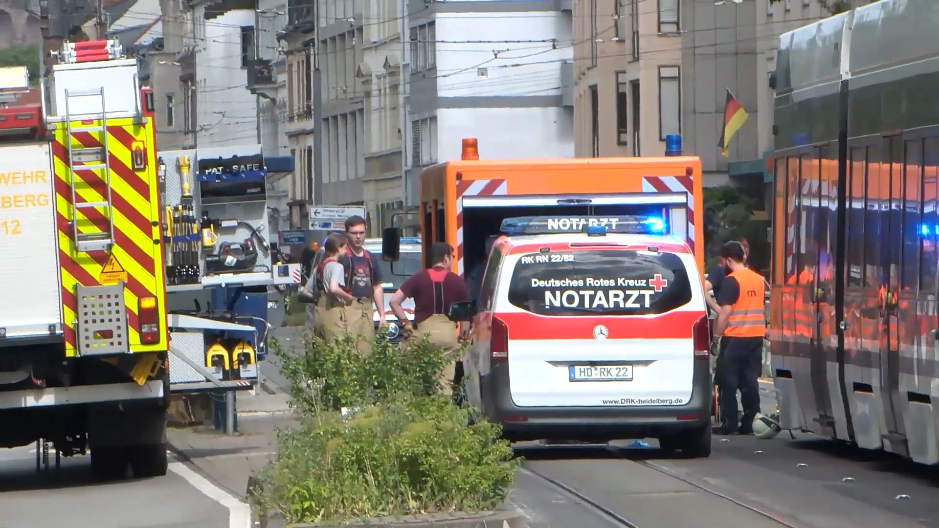 Video: Schwerer Unfall mit Straßenbahn in Heidelberg!